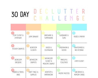 30 Day Declutter Challenge Printable Declutter Tracker Checklist Guide to Decluttering Your Home ...