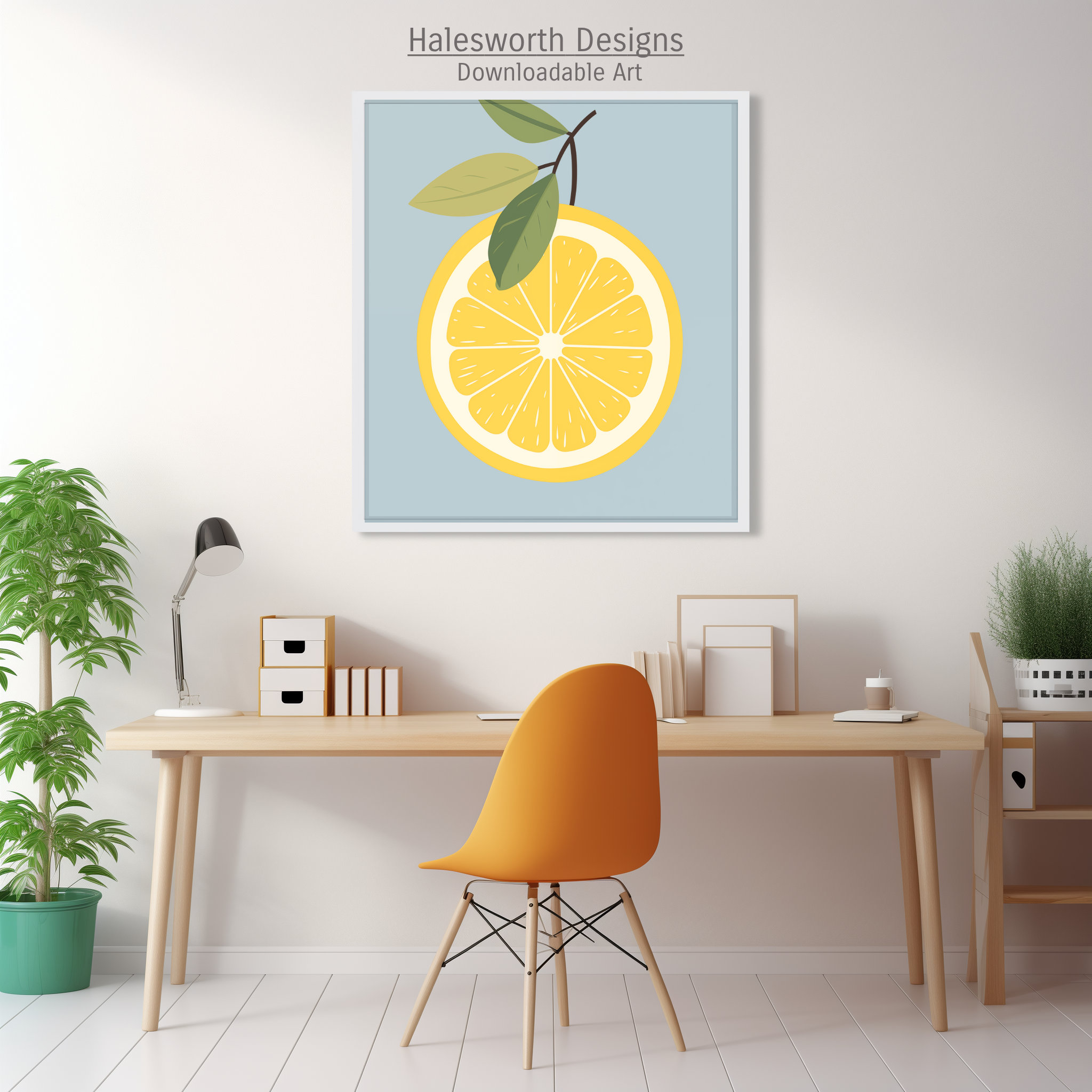 Digital Lemon Slice Art: Retro Scandinavian Style, Botanical Accuracy ...