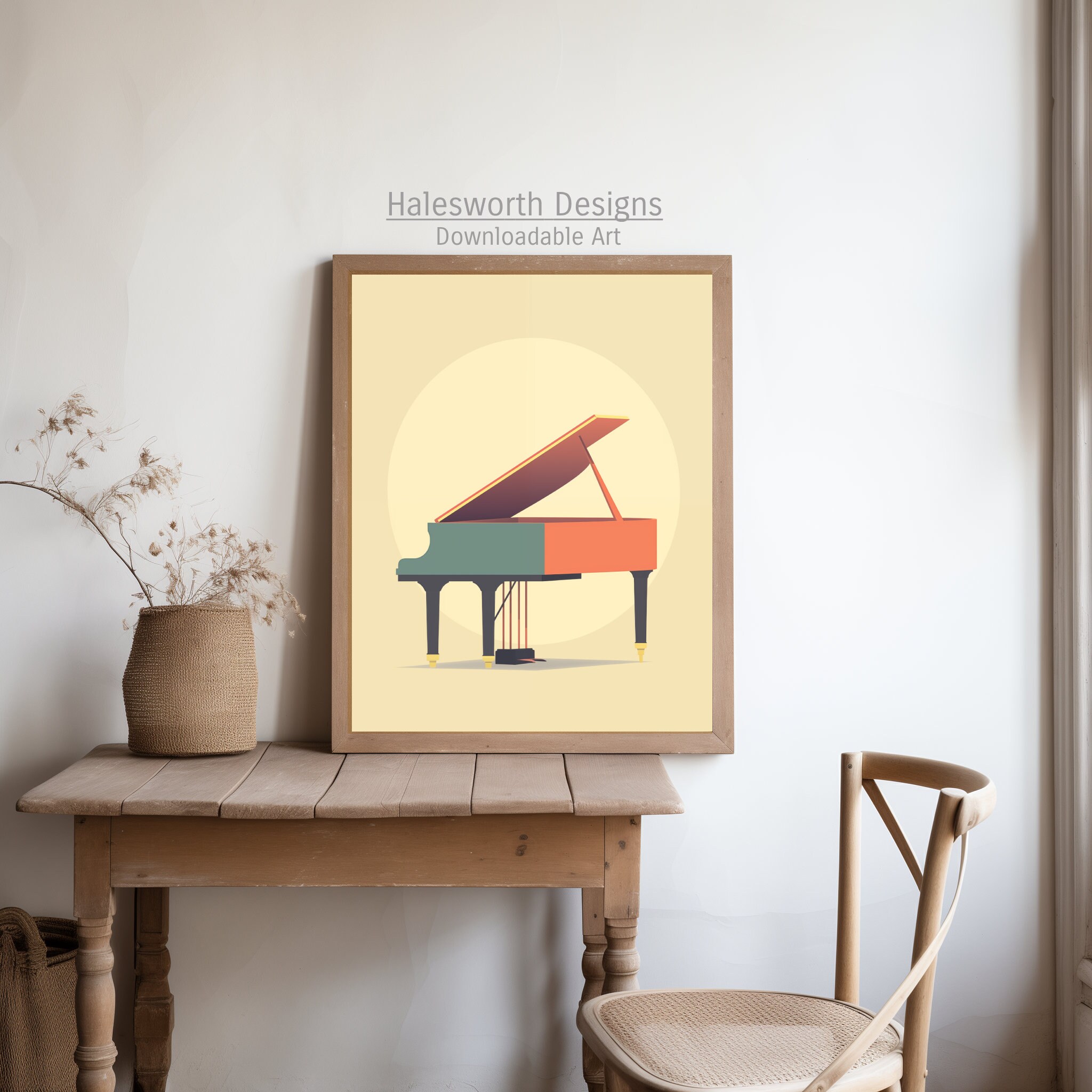 Vintage Grand Piano Illustration: Colorful Lights, Retro Graphic Design ...