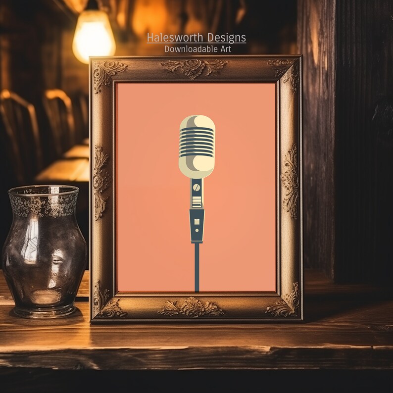 Vintage Mic Poster: High-res Digital Art Download, Retro Style ...