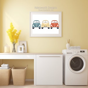 Retro Cars Wall Art Digital Download - Kid's Room Decor, Simplistic ...
