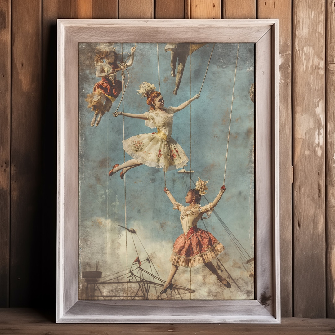 Vintage Circus Acrobats Digital Art - High-res Download - Retro ...