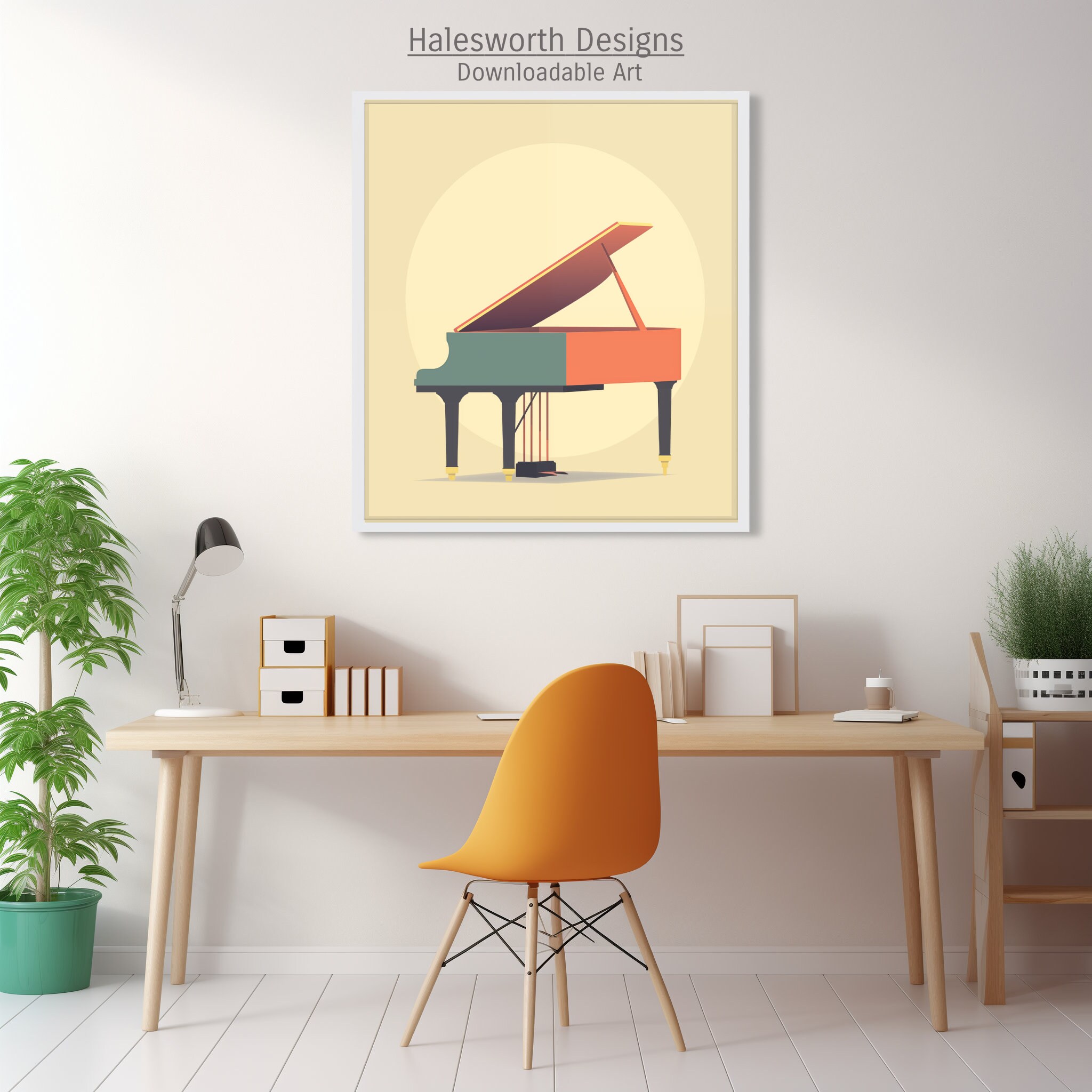 Vintage Grand Piano Illustration: Colorful Lights, Retro Graphic Design ...