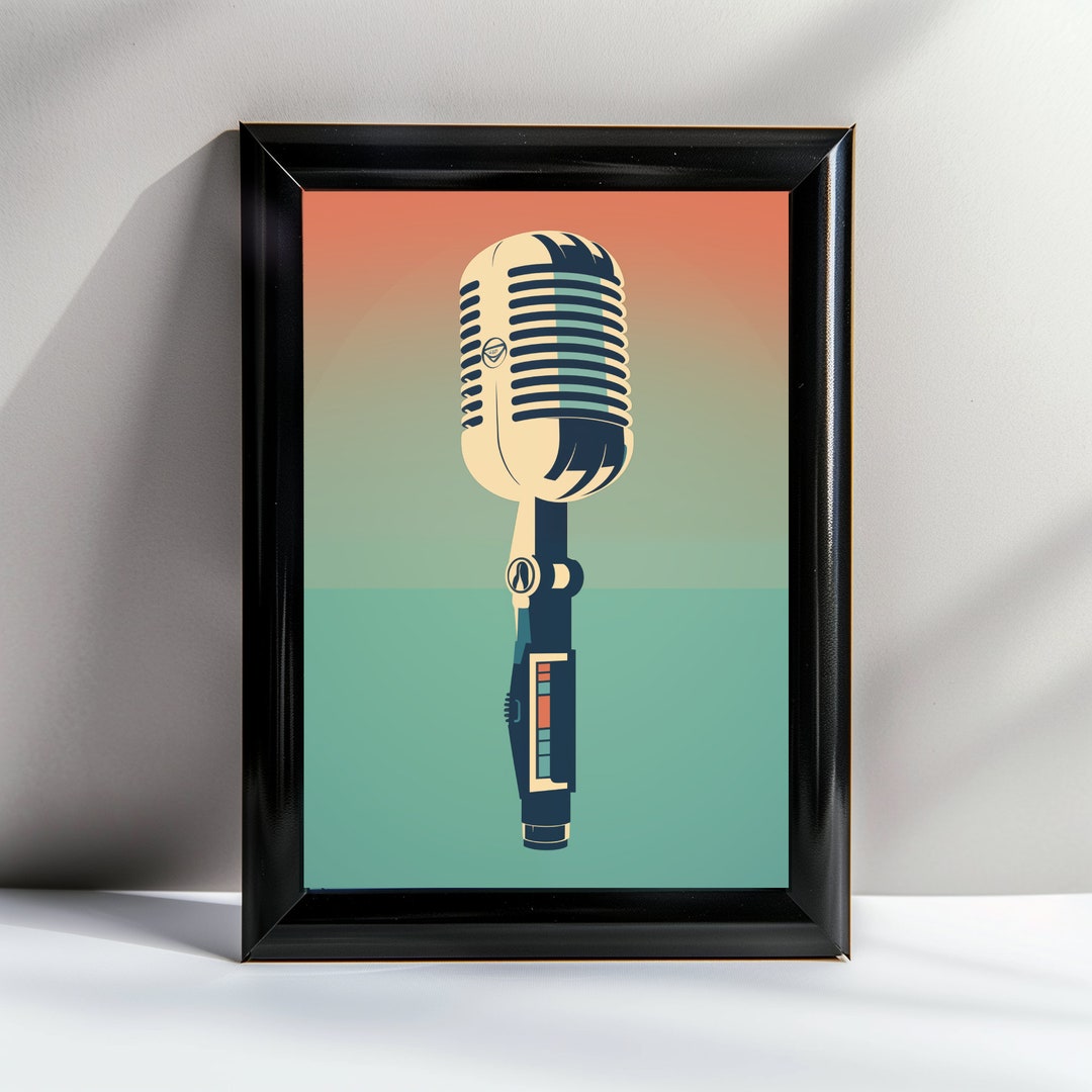 High-res Analog Mic Vector Art: Graphic Design Style, Moody Atmosphere ...