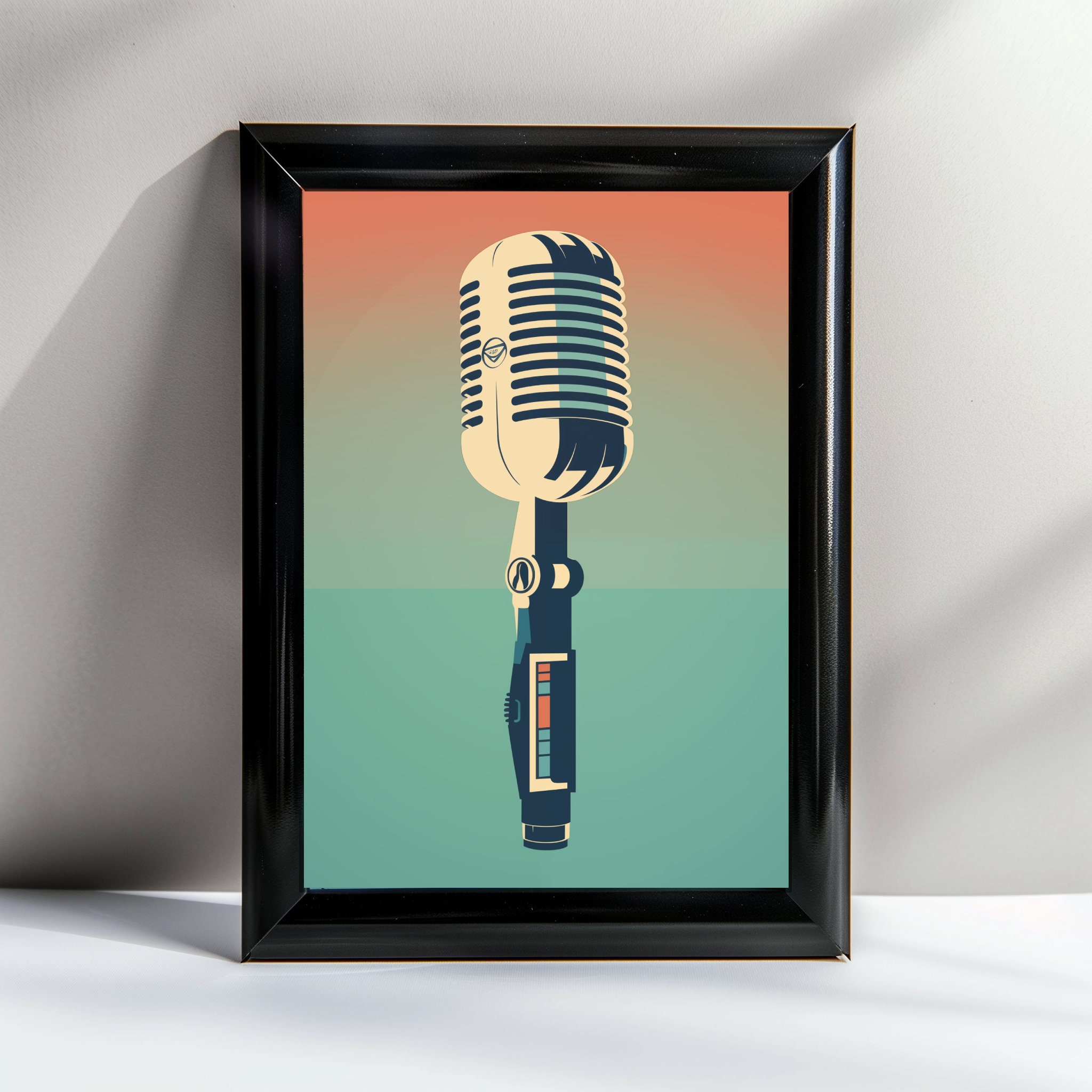 High-res Analog Mic Vector Art: Graphic Design Style, Moody Atmosphere ...