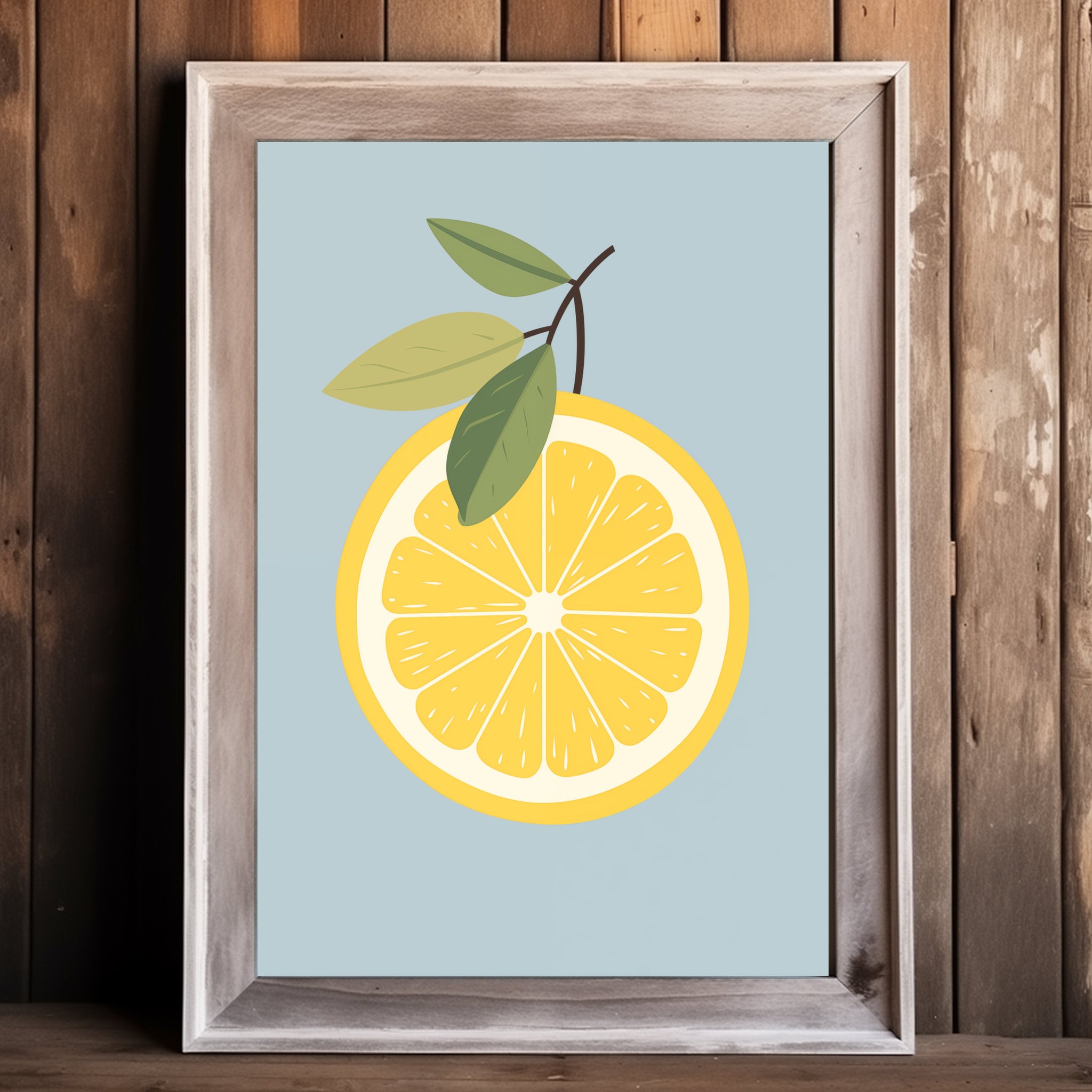 Digital Lemon Slice Art: Retro Scandinavian Style, Botanical Accuracy ...