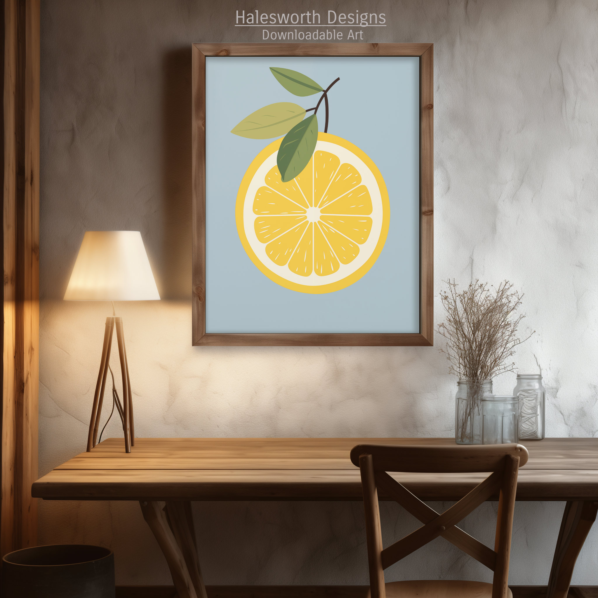 Digital Lemon Slice Art: Retro Scandinavian Style, Botanical Accuracy ...