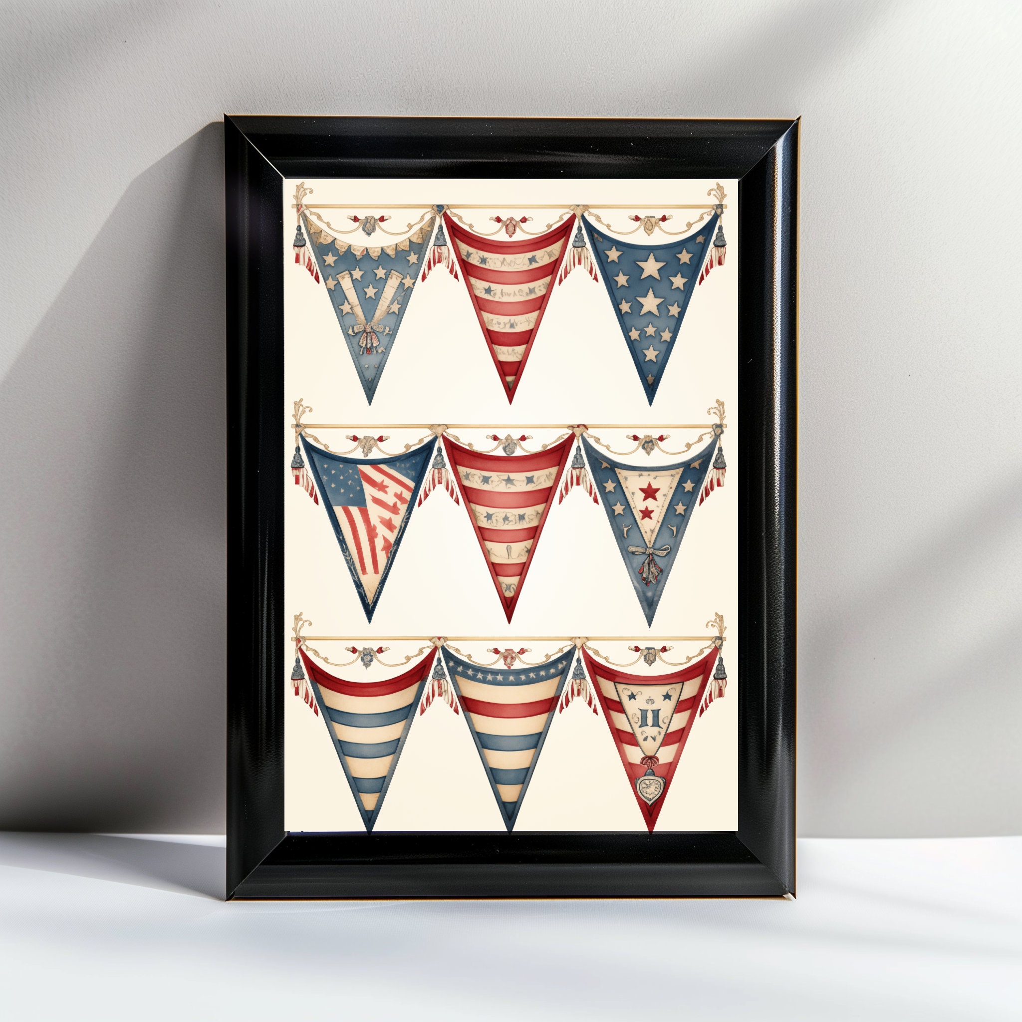Vintage Patriotisk Bunting Patriotic Bunting Fans & Pleated Fans