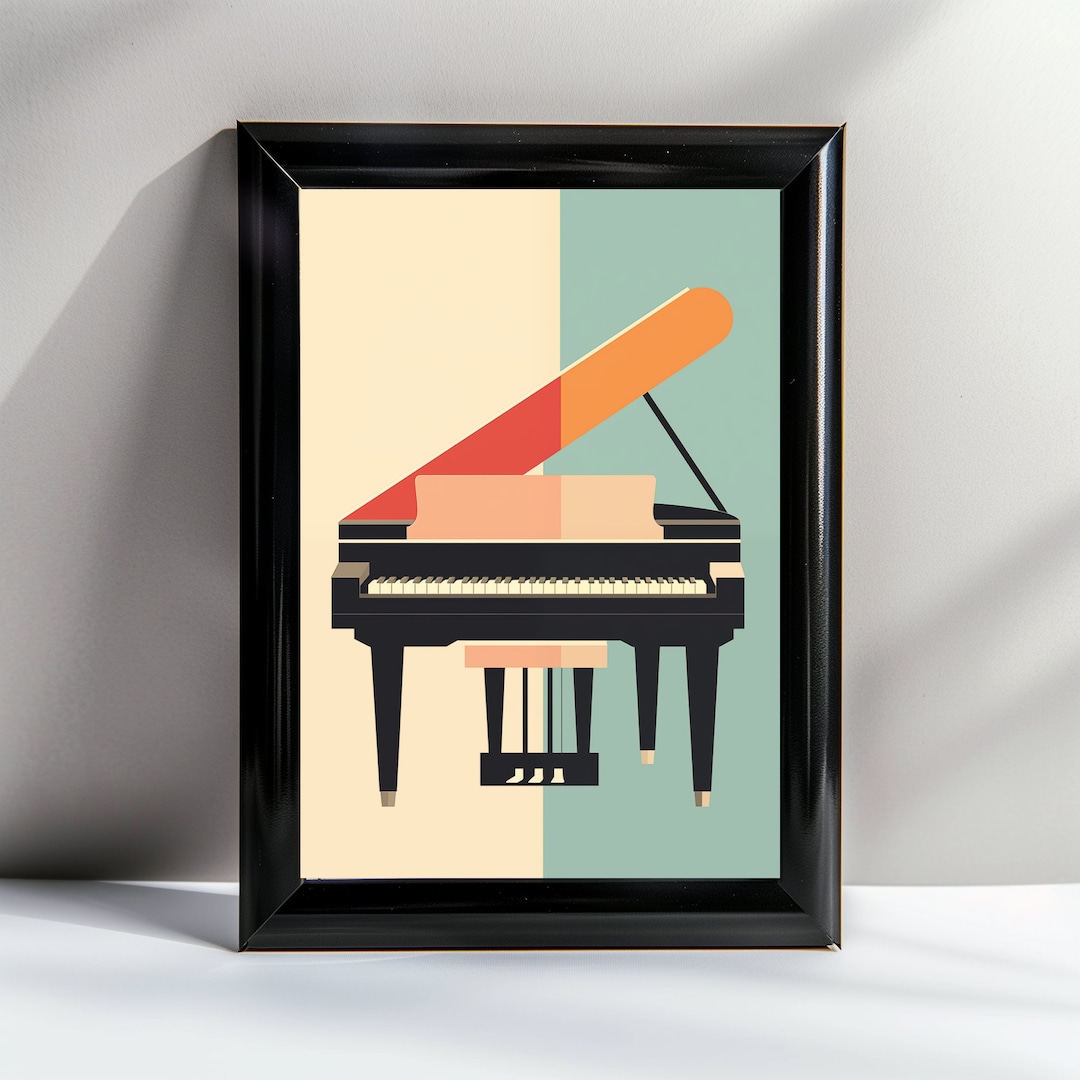 Vintage Piano Poster Art: High-res Digital Download, Flat Color Blocks ...