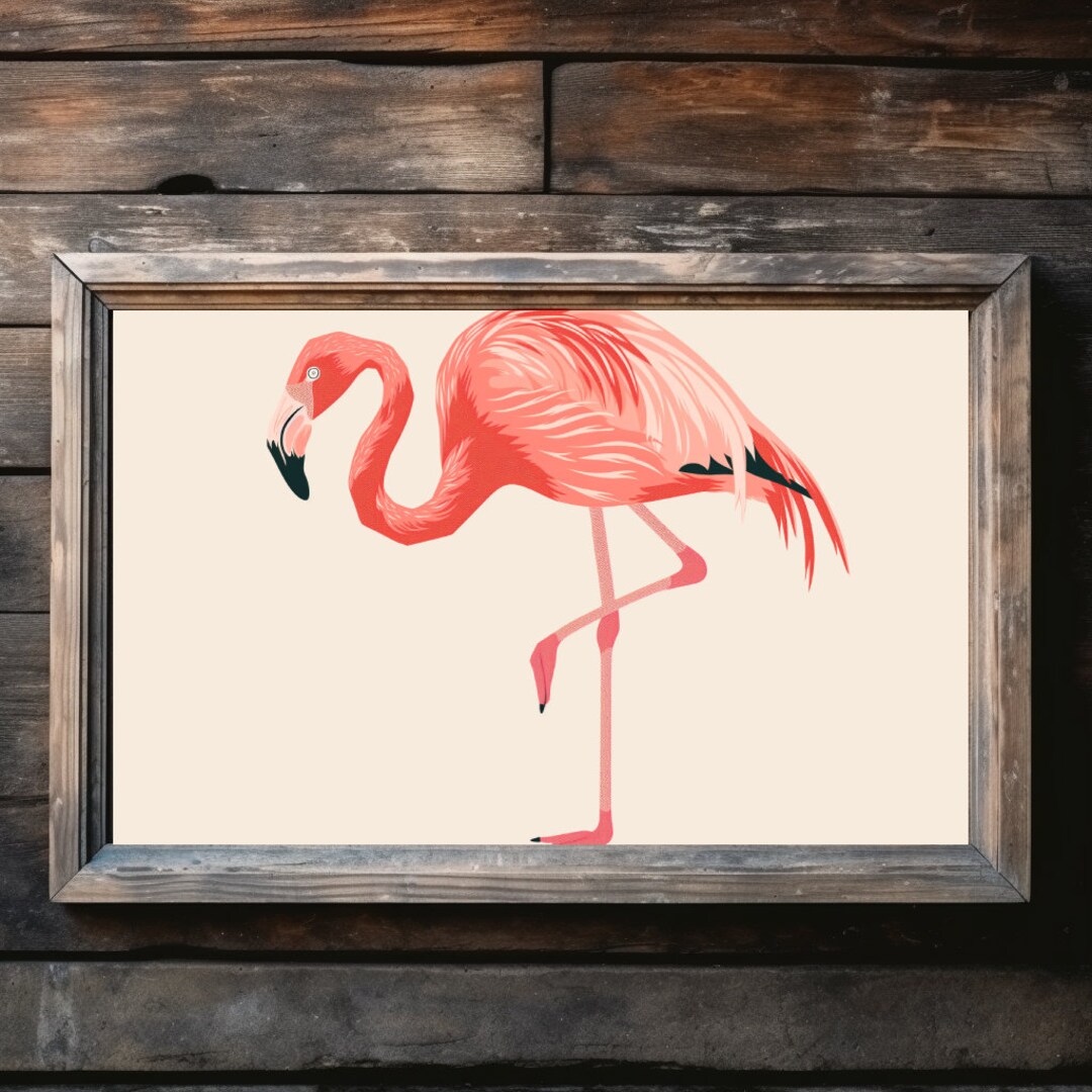 Elegant Retro Flamingo Vector Art: High-res Digital Download - Vintage ...