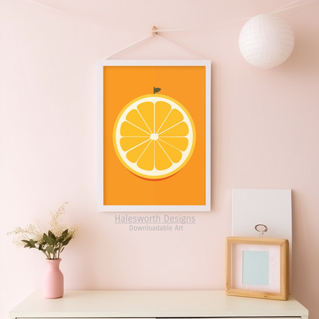 Digital Download: Retro Orange Minimalist Still Life Art, High-res Flat ...