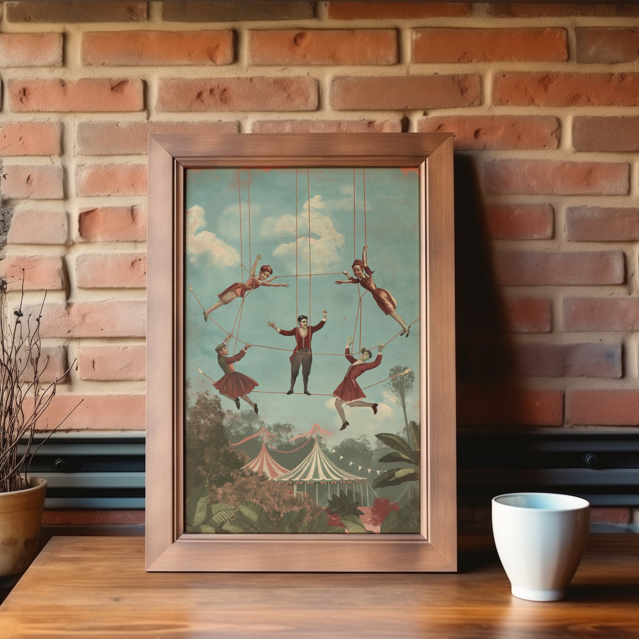 Retro Circus Acrobats High Wire Poster - Vintage Aesthetic Digital ...