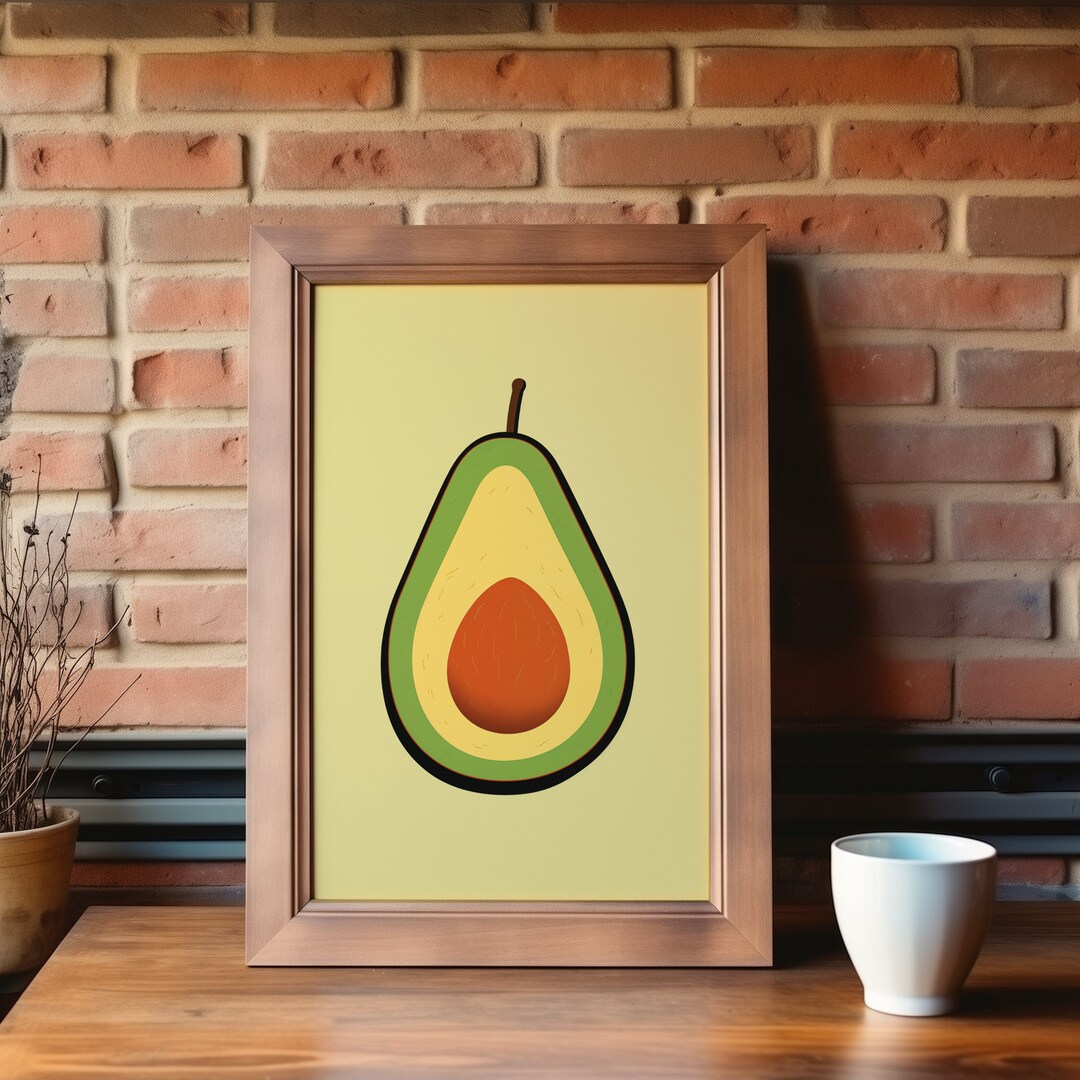 Vintage Retro Avocado Icon Digital Art: High-res Cartoon Composition ...