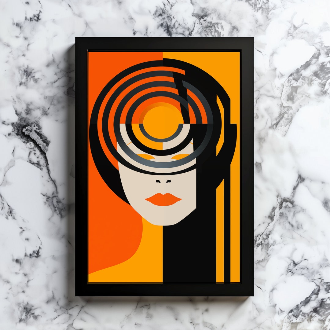 Vintage NYC Fashion Prints: Retro Cubist Portrait, Futuristic Patterns ...