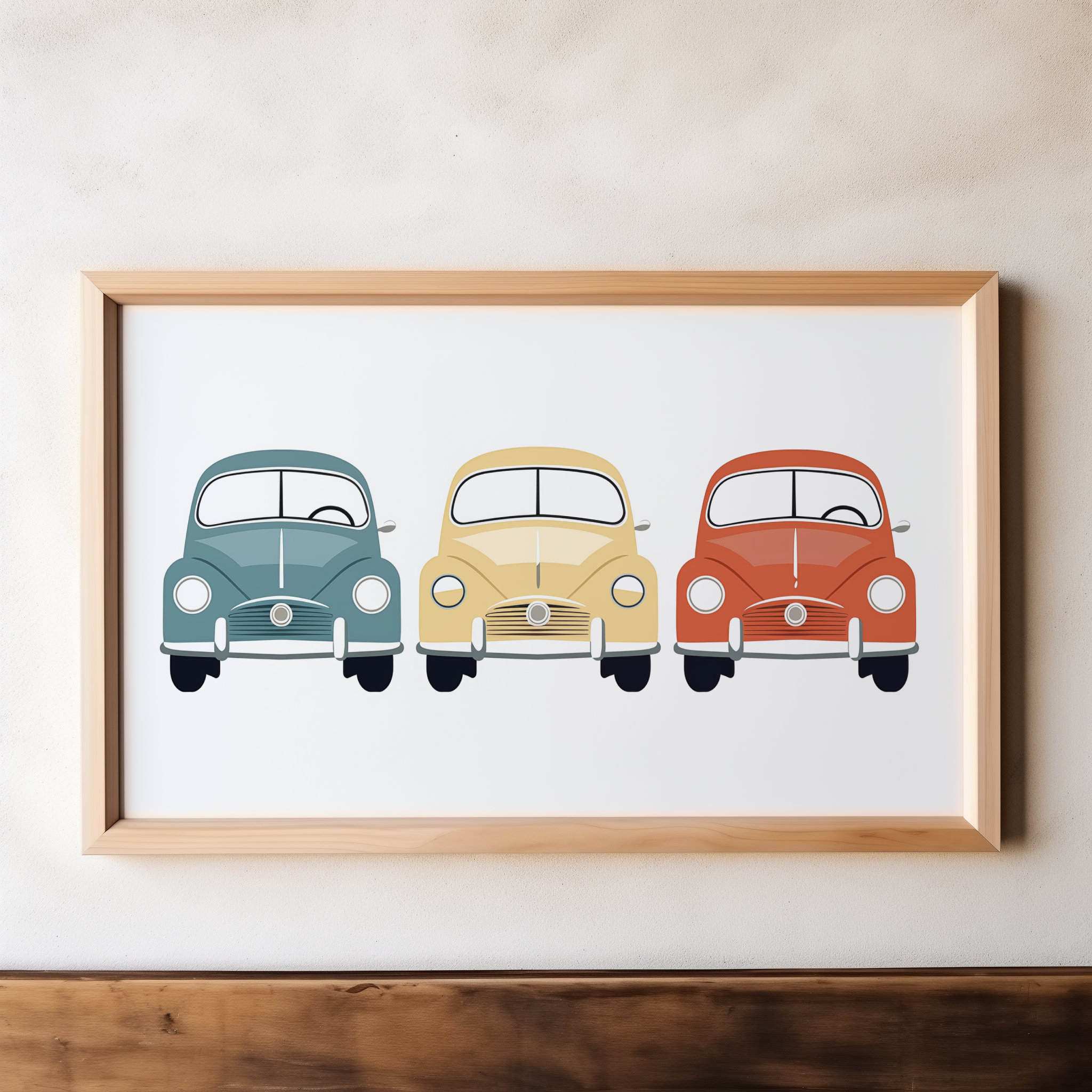 Retro Cars Wall Art Digital Download - Kid's Room Decor, Simplistic ...