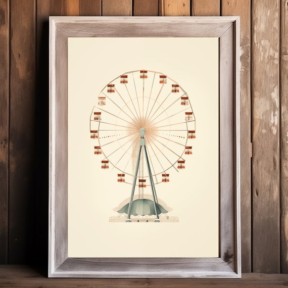 Vintage Ferris Wheel Drawing Vintage Ferris Wheel Chicago Fair" Poster