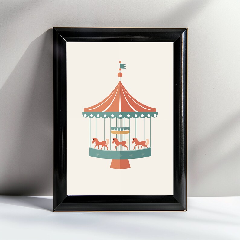 Whimsical Carousel Ride Digital Print, Victorian-inspired Children's ...