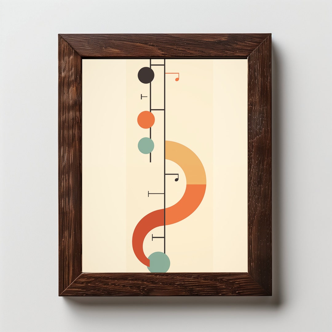 Mid-century Musical Note Wall Art - Vintage Panoramic Poster, High-res ...