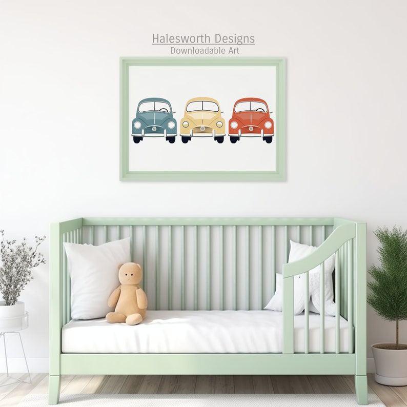 Retro Cars Wall Art Digital Download - Kid's Room Decor, Simplistic ...