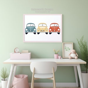 Retro Cars Wall Art Digital Download - Kid's Room Decor, Simplistic ...