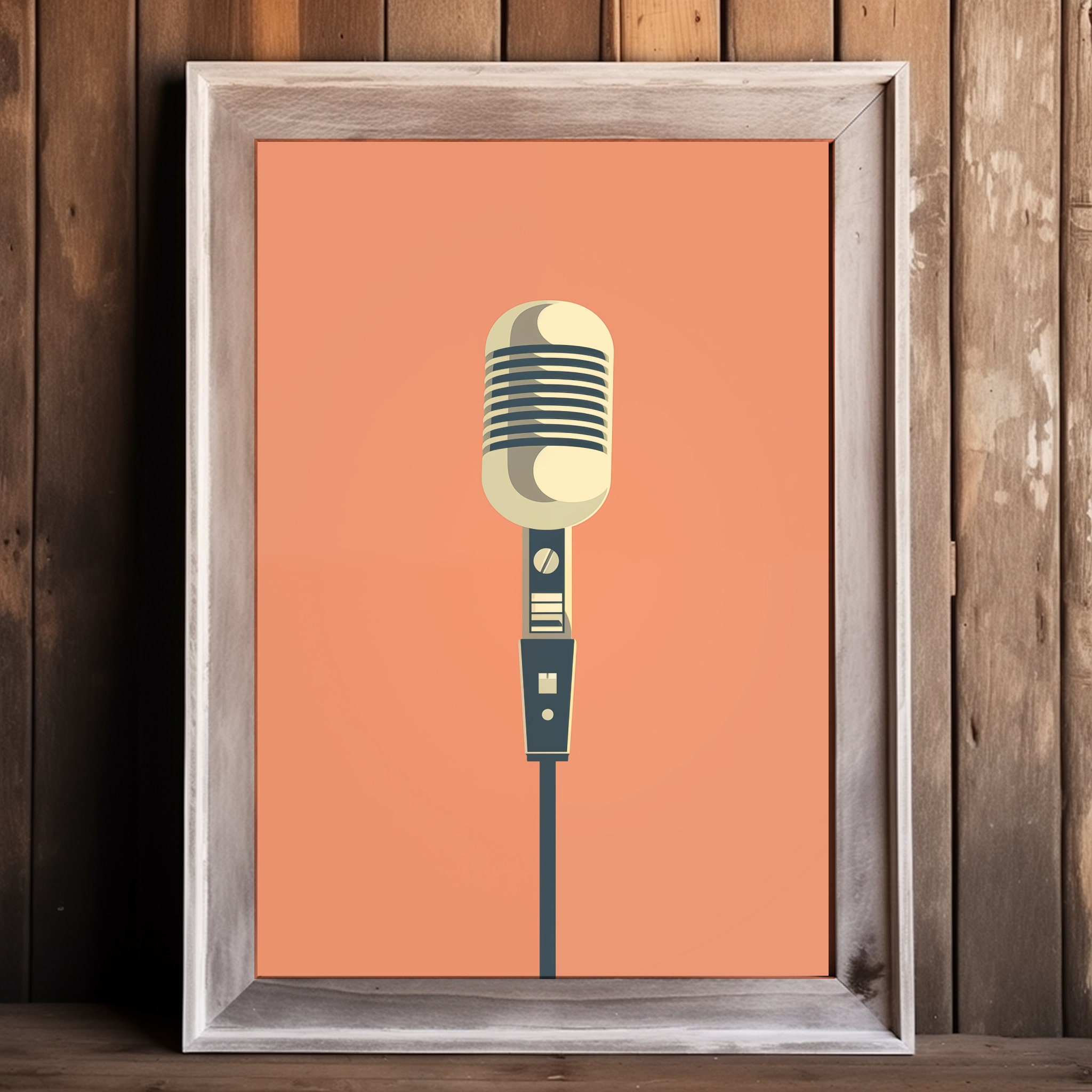 Vintage Mic Poster: High-res Digital Art Download, Retro Style ...