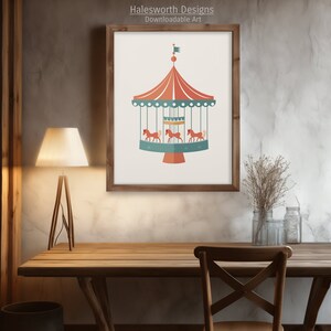 Whimsical Carousel Ride Digital Print, Victorian-inspired Children's ...