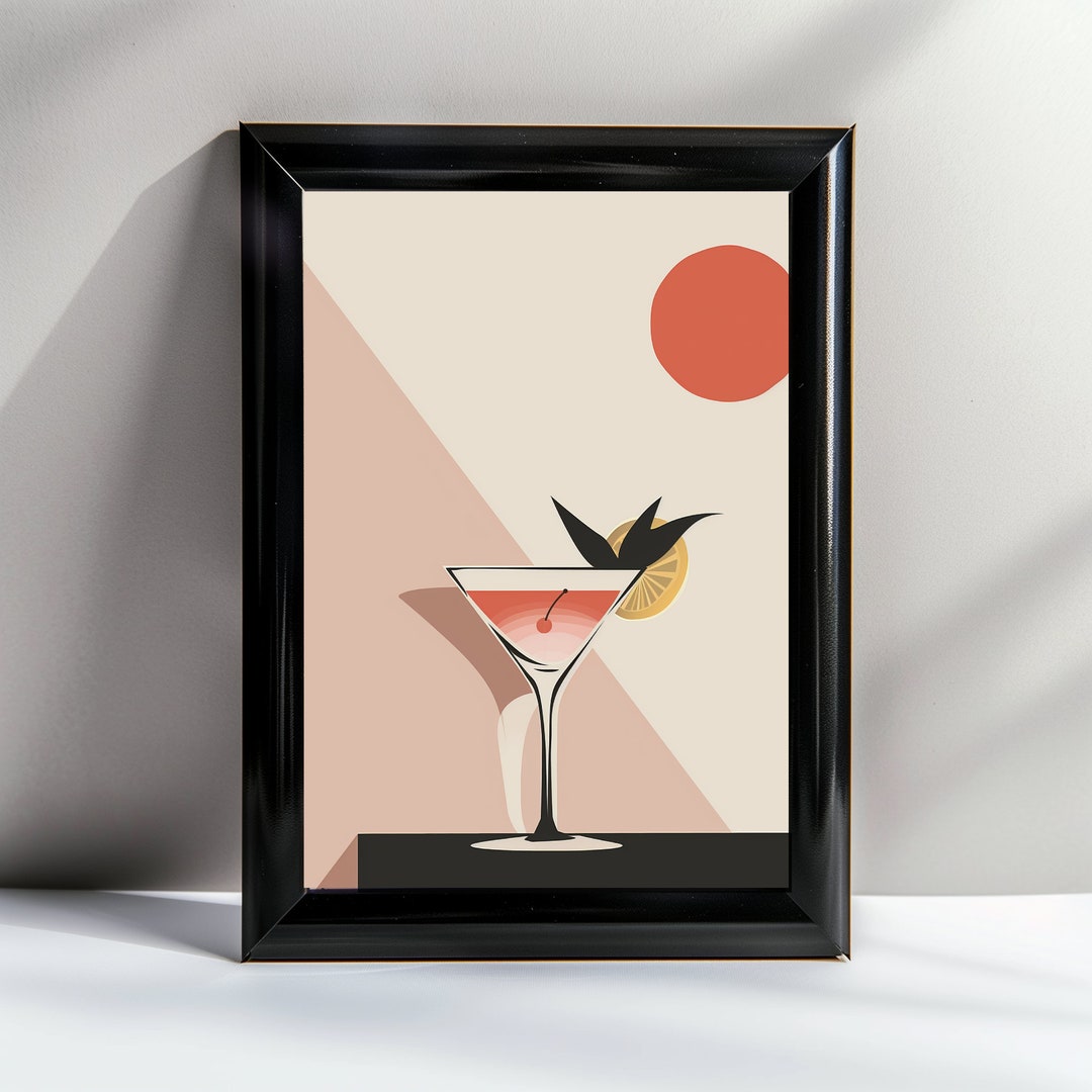 Vintage Cosmo Cocktail Poster - Retro Minimalist Art, High-res Digital ...