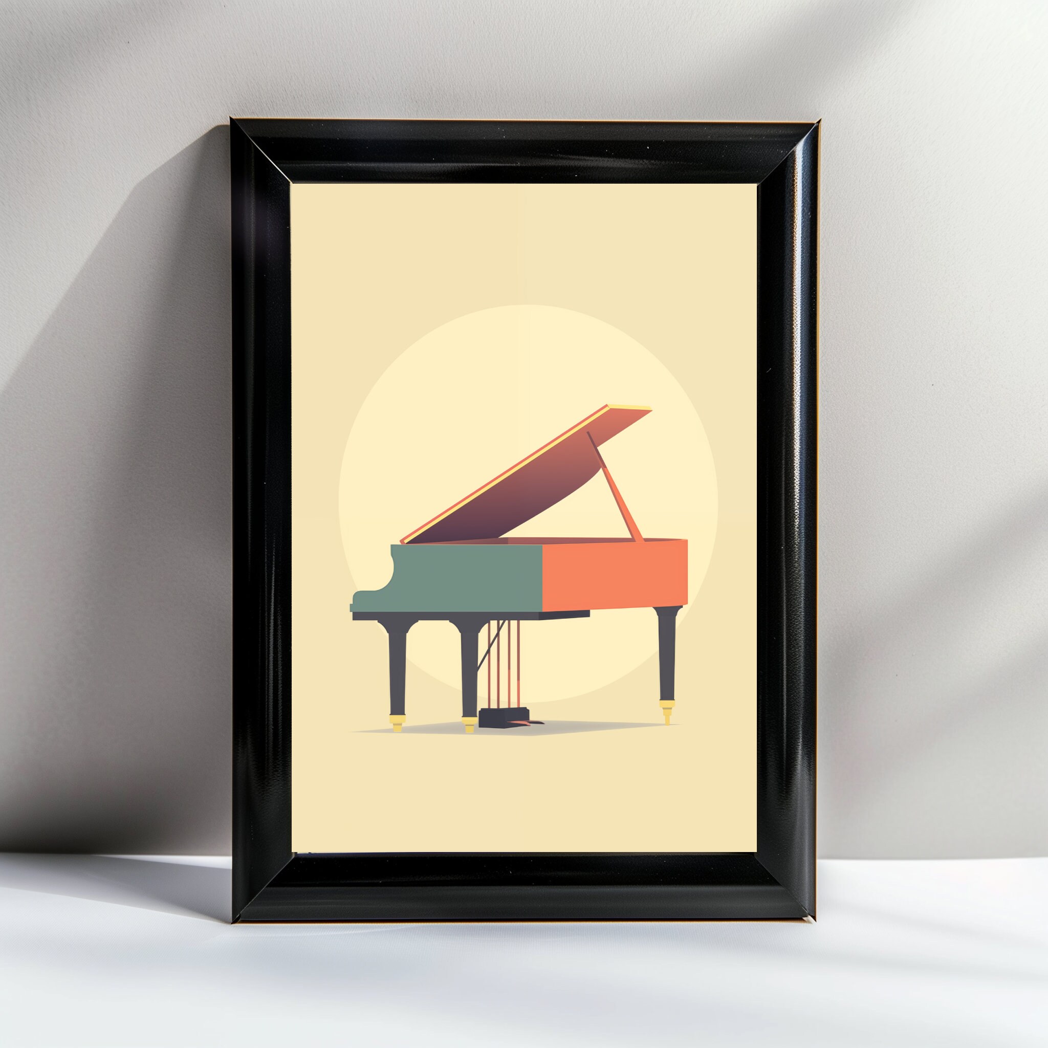 Vintage Grand Piano Illustration: Colorful Lights, Retro Graphic Design ...