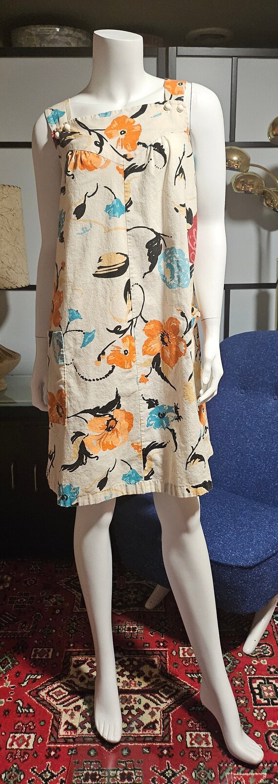 Vintage 60's Smart Time 100% Cotton Tent Dress With A… - Gem