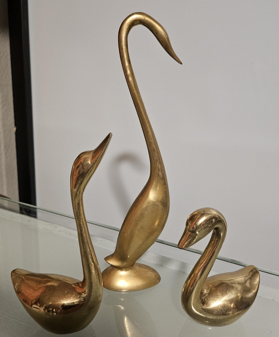 Vintage 1970's Solid Brass Birds Swan Collection MCM Retro Boho Knick ...