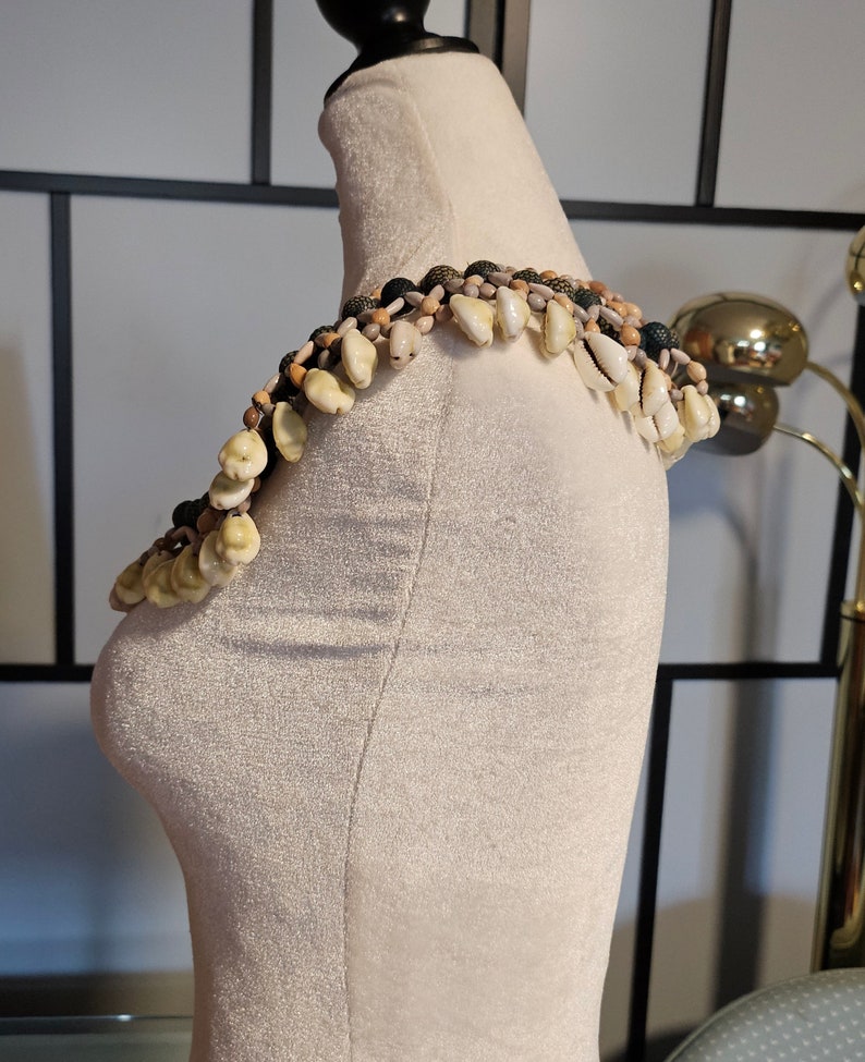 Seed Pod Cowrie Shell Collar Bib Necklace Boho Festival Coachella ...