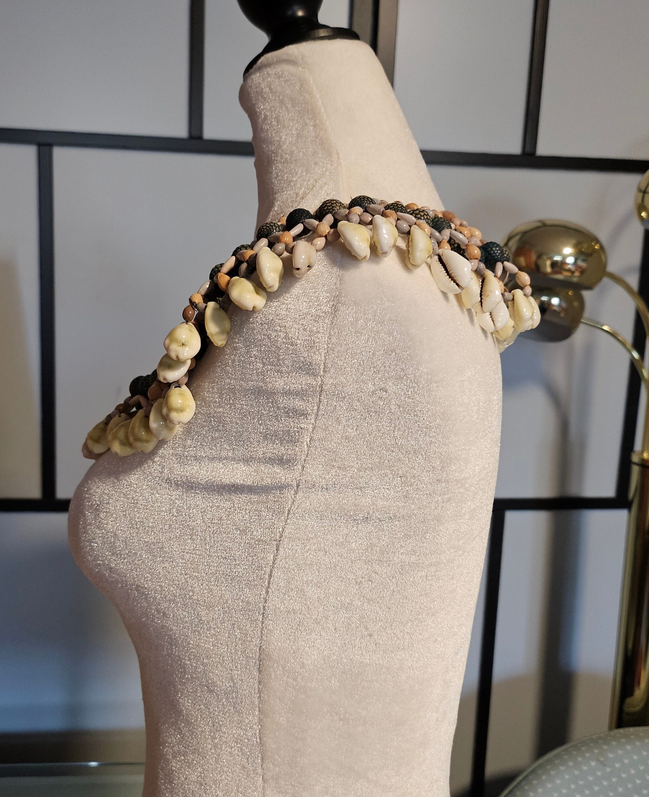 Seed Pod Cowrie Shell Collar Bib Necklace Boho Festival Coachella ...