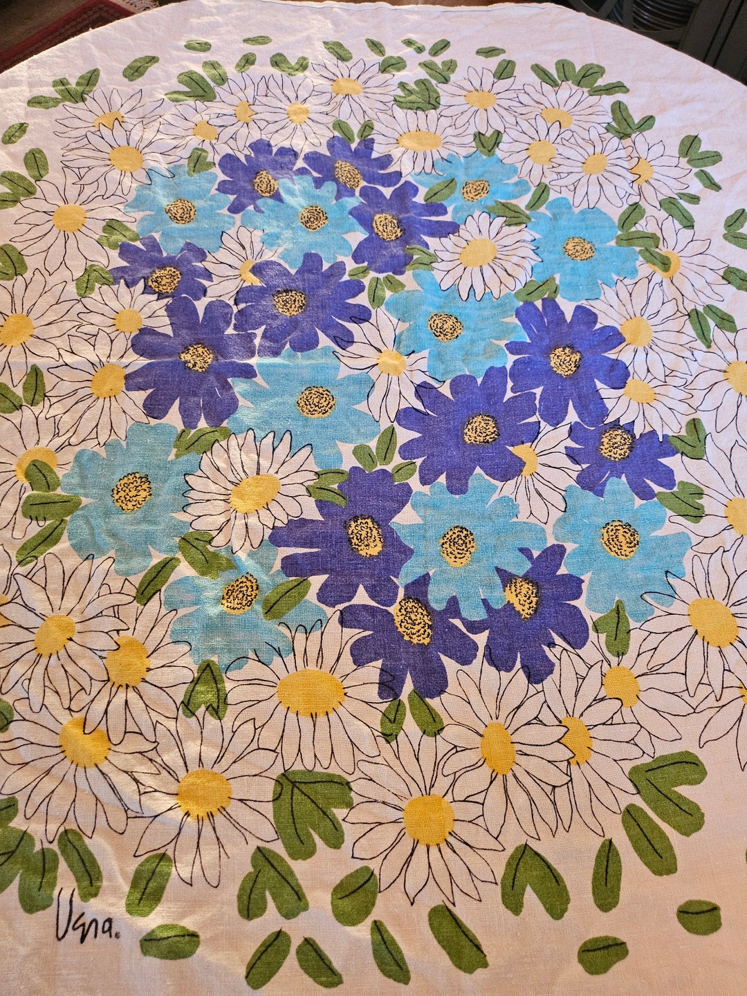 Vintage 1980s Vera Brand Cotton Floral Daisy Tablecloth 48 X 45 - Etsy