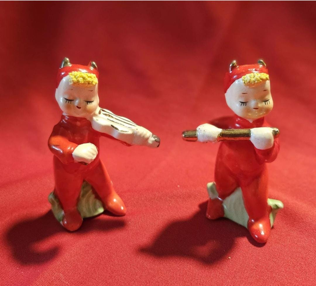 Vintage 1950 Musical Instrument Devils Salt and Pepper Shakers With ...