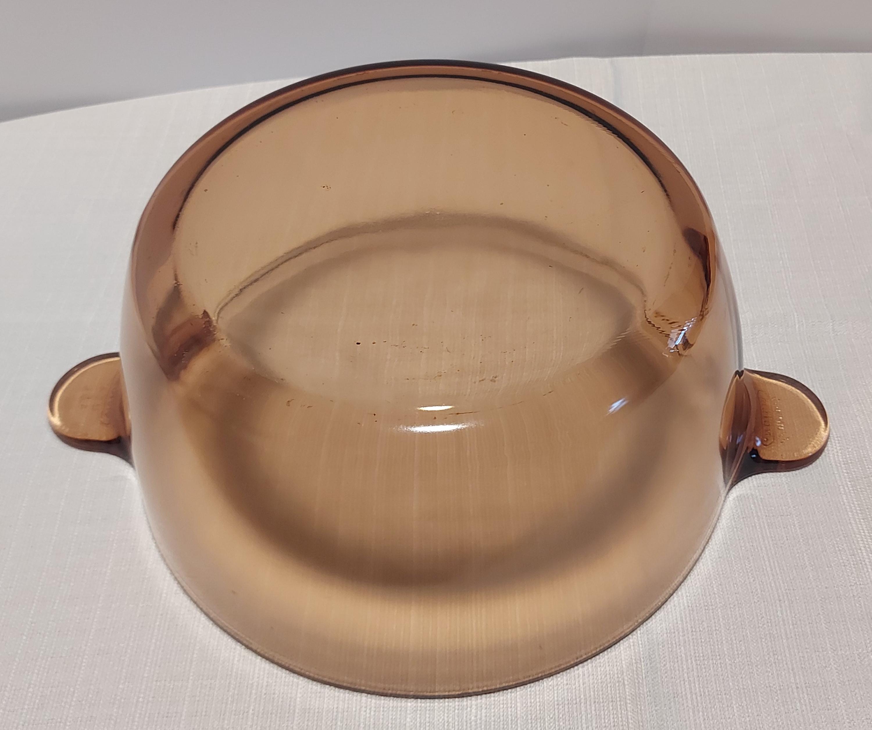 Vintage Visions Pyrex 4.5 Litre Amber Round Pot With Lid Dutch Oven See ...