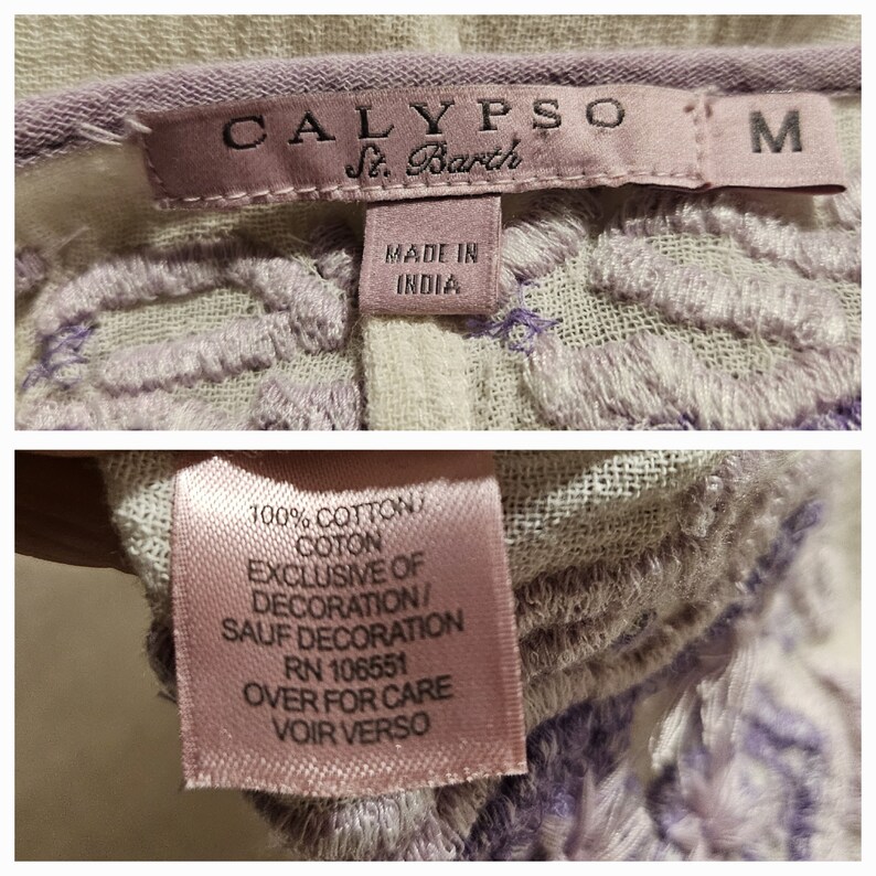 Y2K Designer Luxury Brand Calypso St. Barth Woman's White Purple ...