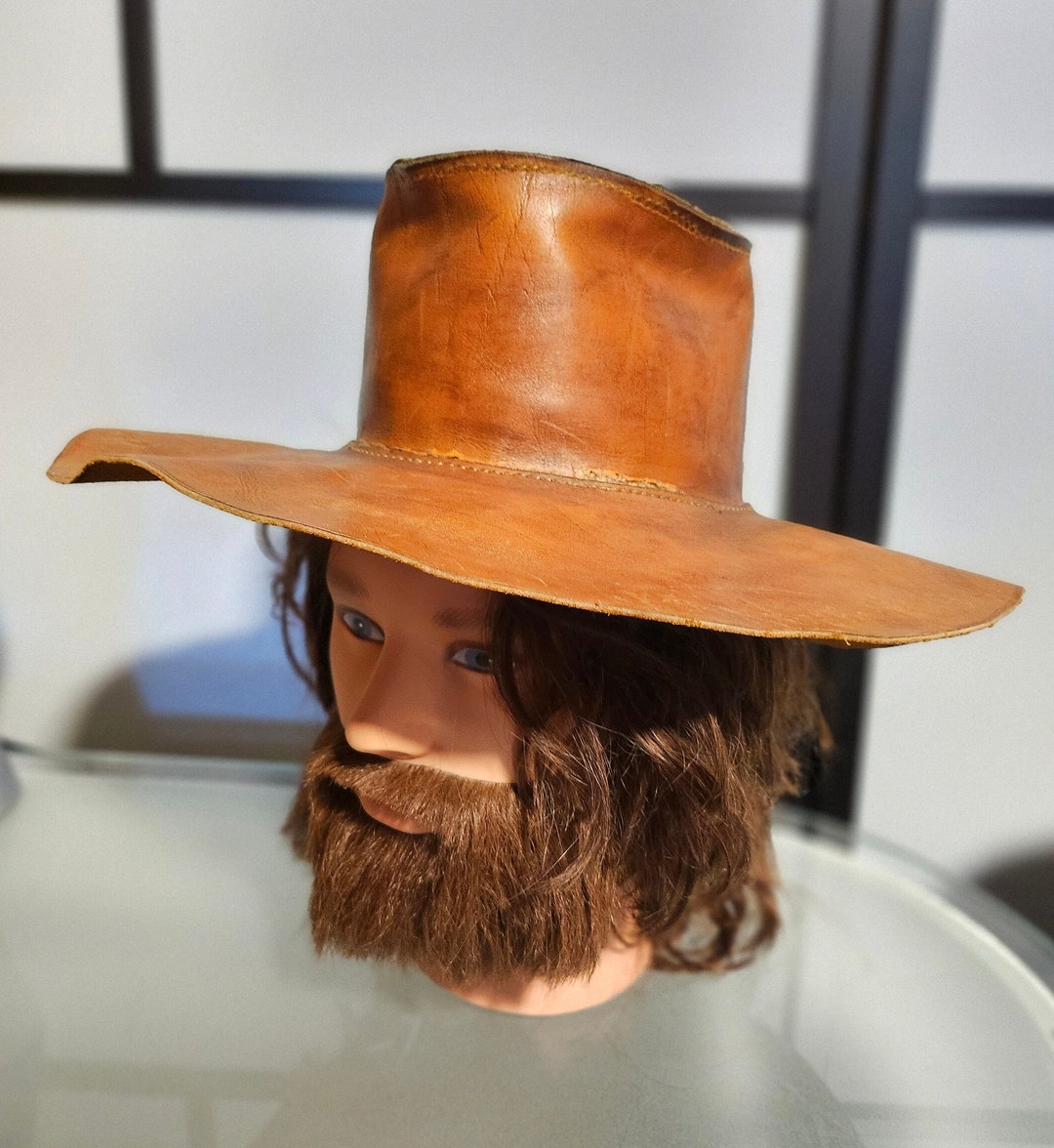 Handmade Leather Hippy Boho Hat Hand Stitched Men's Unisex Hat Custom ...