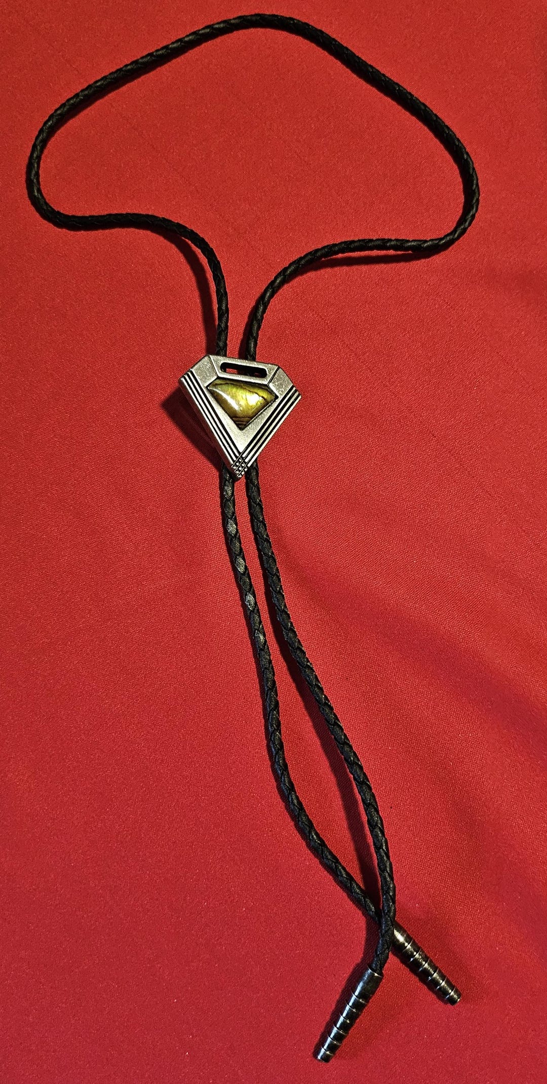 Vintage 1980's Men's Bolero Tie Braided Cord Silver Tone Slider End ...