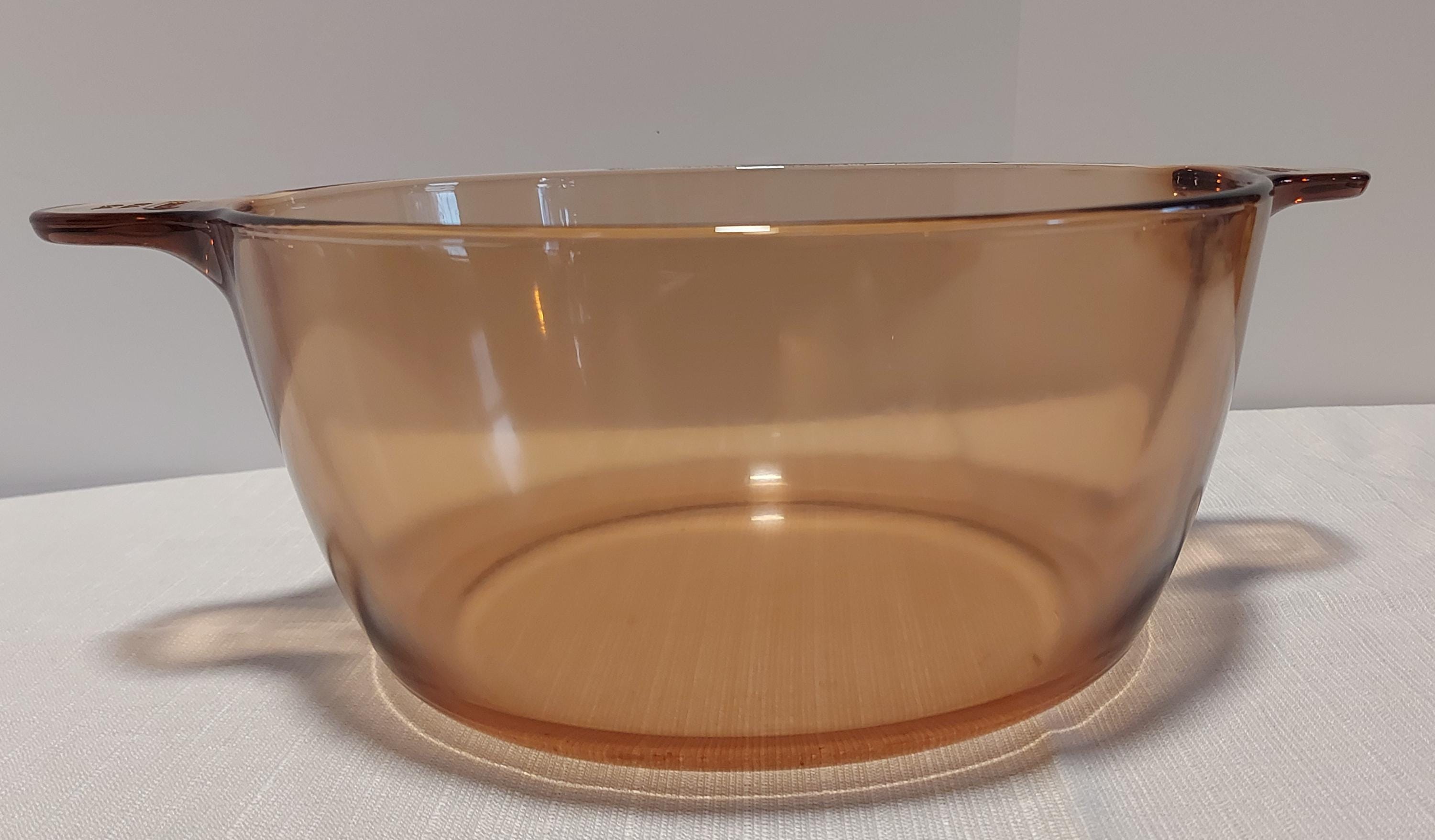 Vintage Visions Pyrex 4.5 Litre Amber Round Pot With Lid Dutch Oven See ...