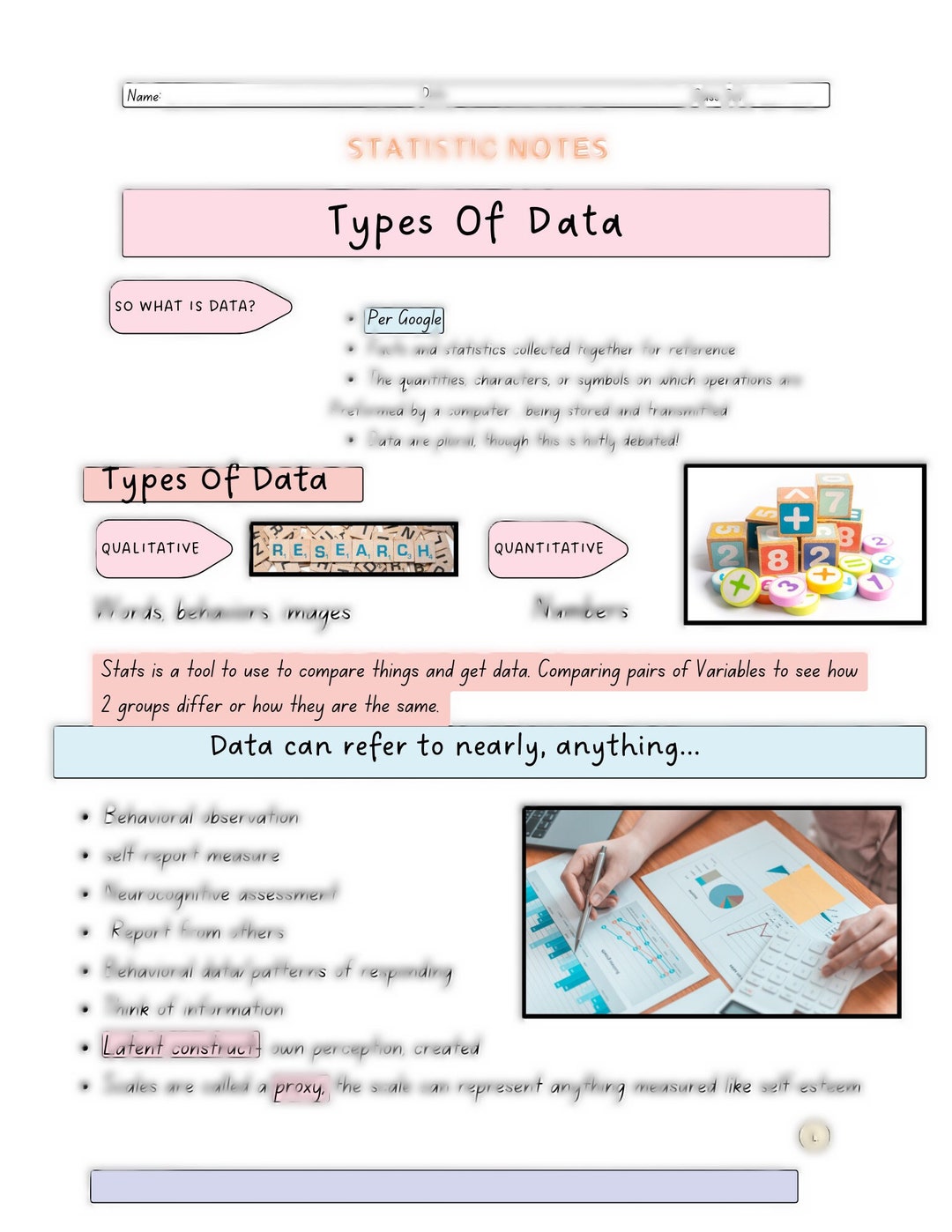 Statistics Notes: Topic 1 Types of Data - Etsy