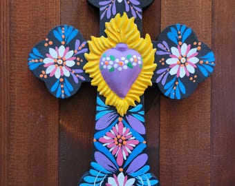 Large Hand Painted Wooden Cross - Etsy