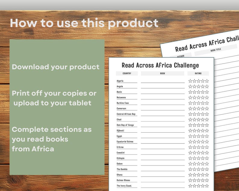 Read Across Africa Challenge, Bookshelf Printable, Reading Log, TBR ...