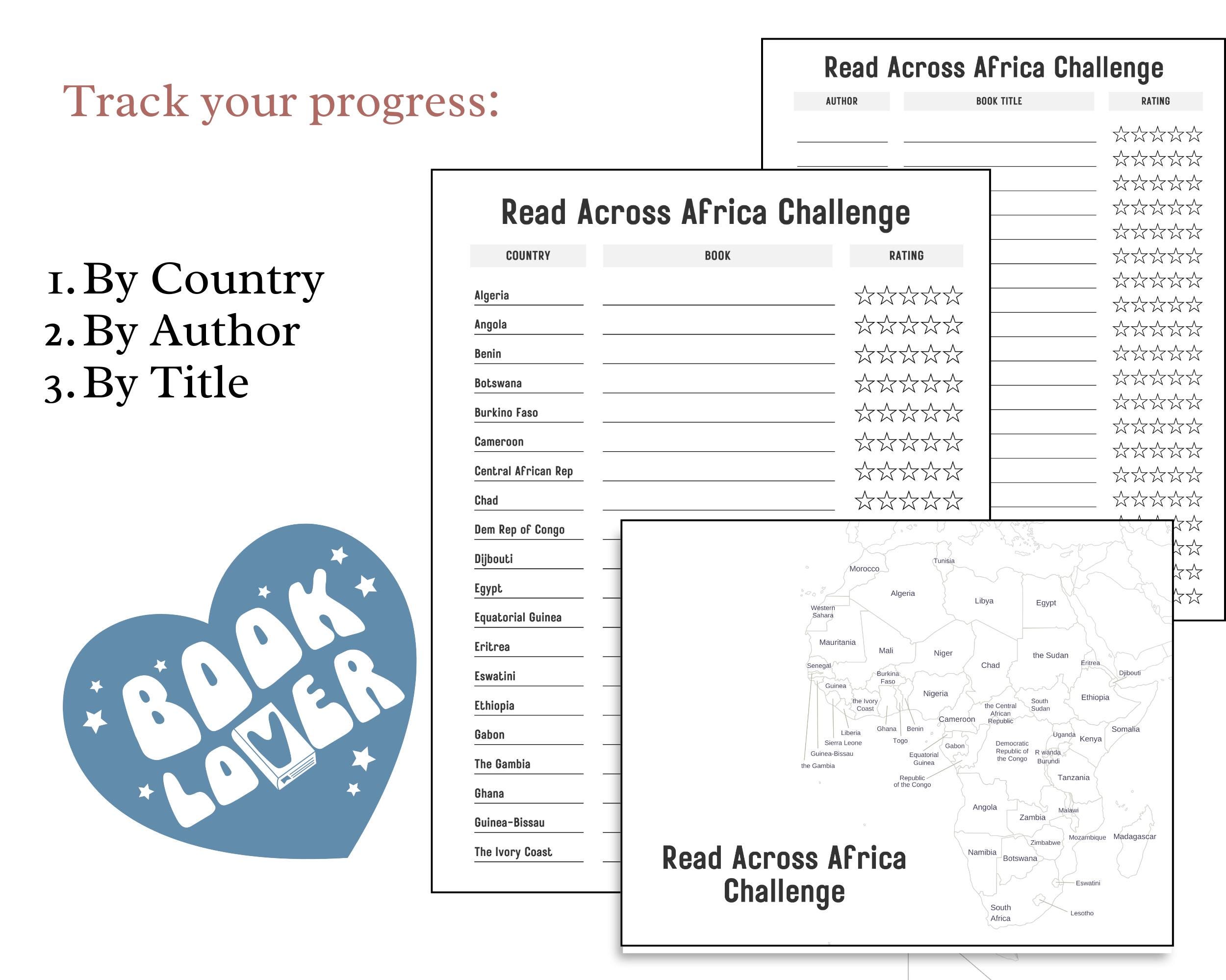 Read Across Africa Challenge, Bookshelf Printable, Reading Log, TBR ...