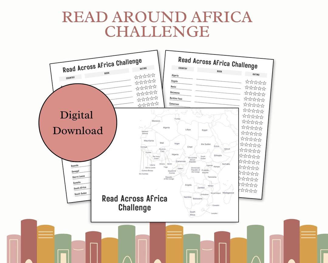 Read Across Africa Challenge, Bookshelf Printable, Reading Log, TBR ...