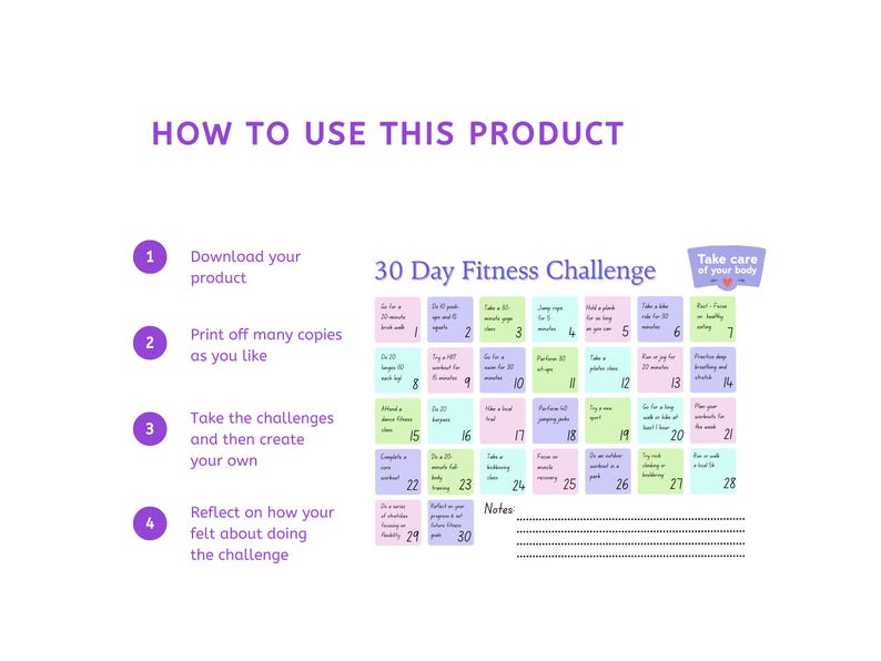 Thirty-day Challenge, Fitness, Goal Setting, Progress Tracker, Habit ...