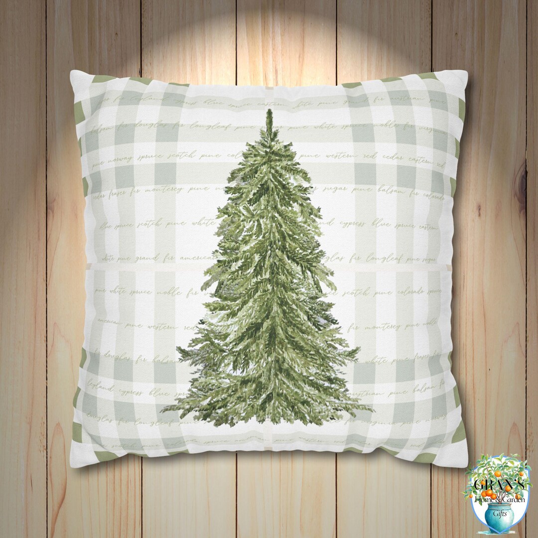 Pine Tree Throw Pillow Cover | Fir Throw Pillow, Winter Tree Throw ...