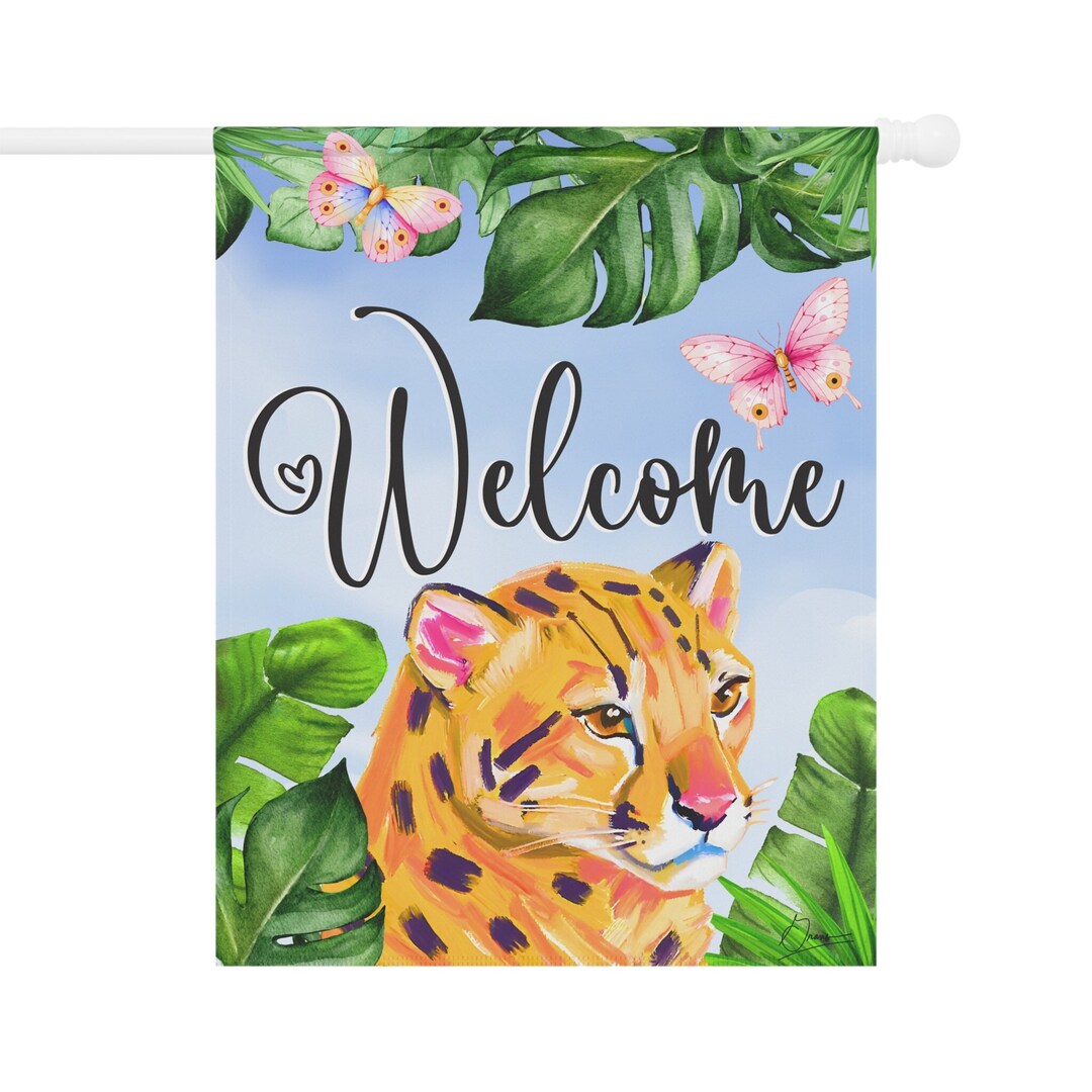 Welcome Classroom Flag Animal Small Flag Grandmillennial Inspired ...