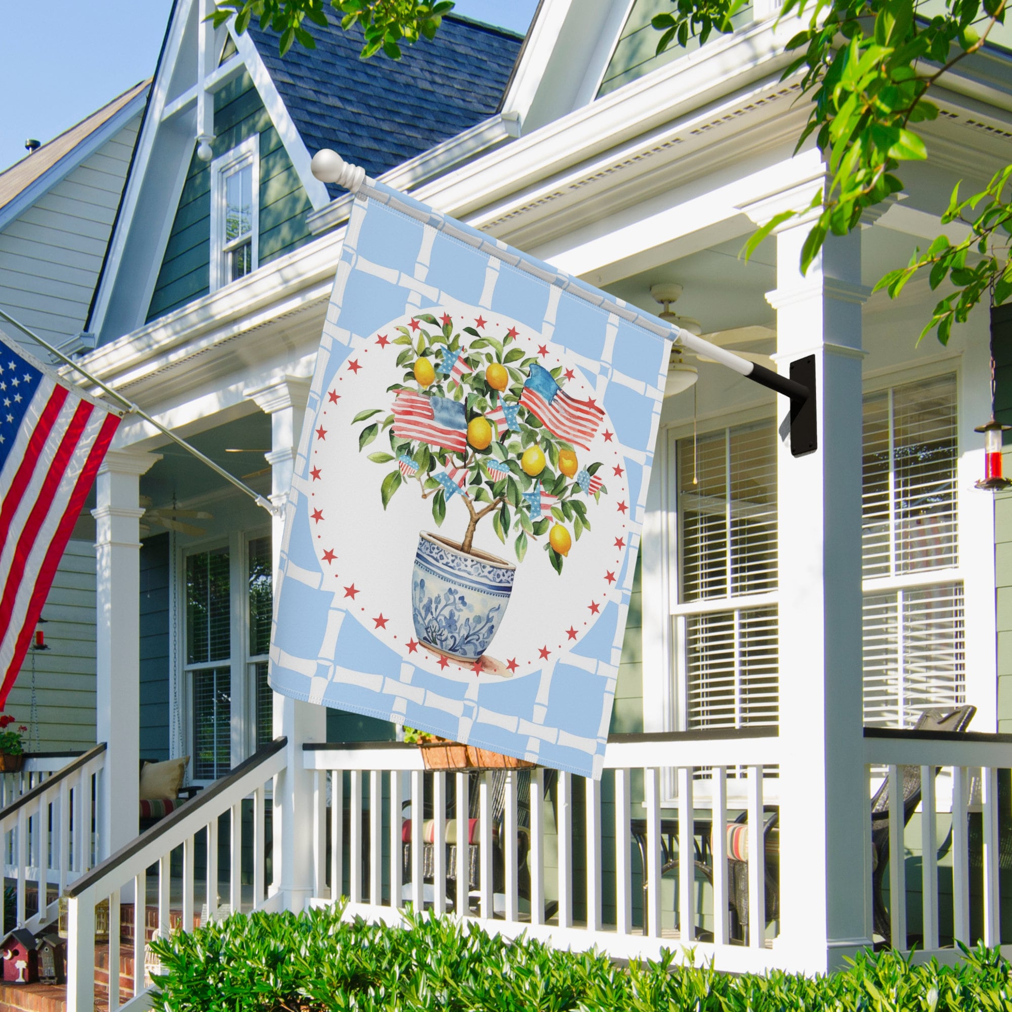 American Flag Red White Blue Garden Flag Gift Lemon Tree Independence ...