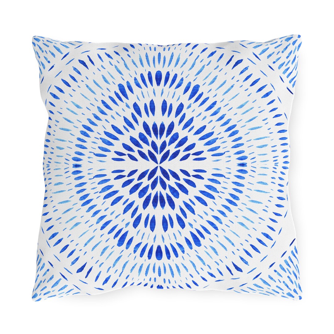 Coastal Blue and White Outdoor Pillows 4 Sizes Cover + Pillow Insert ...