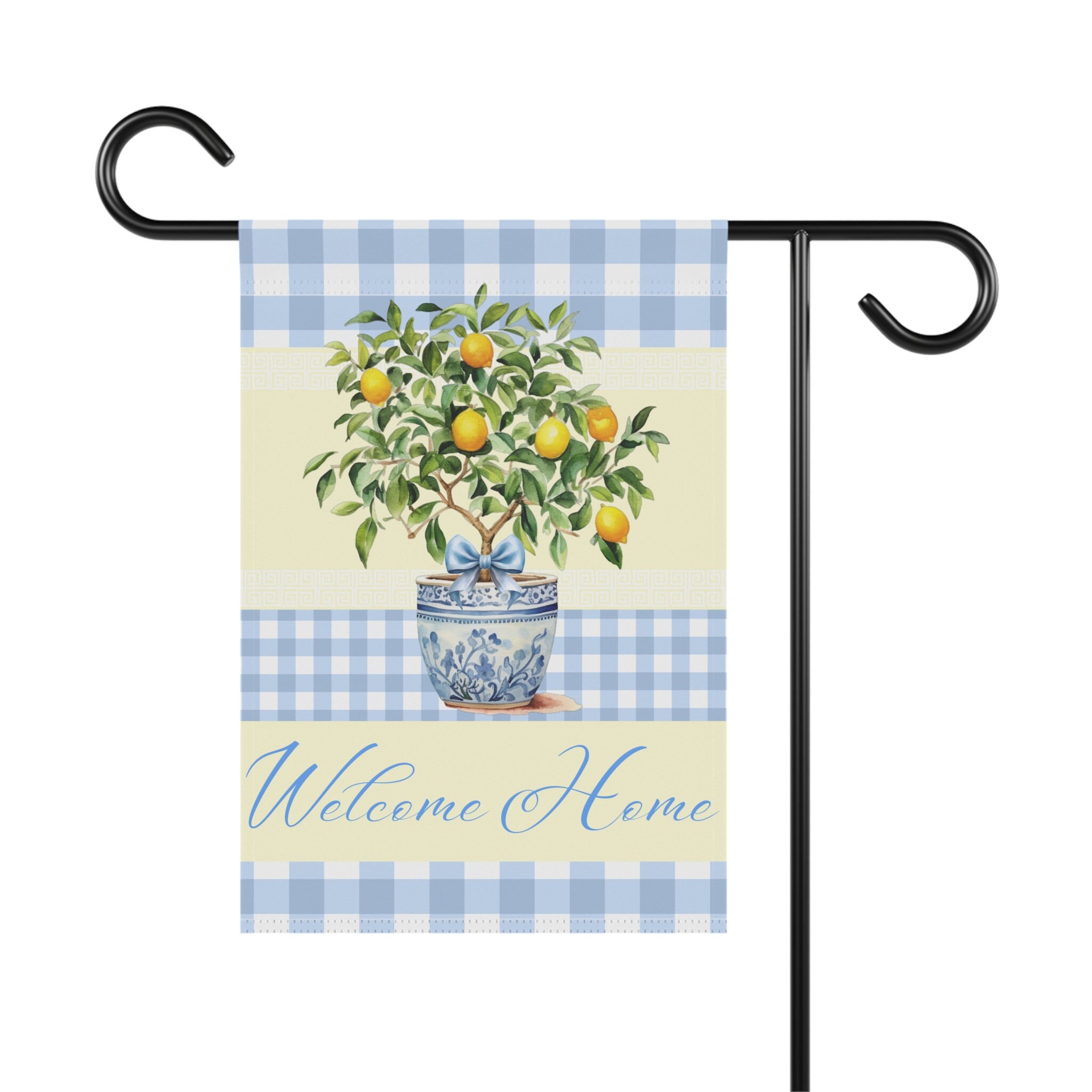 Welcome Home Flag, Lemon Tree Chinoiserie Flag, Lemon Garden Flag ...